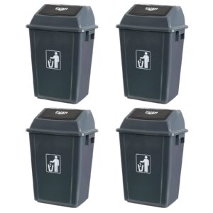 kekow 4-pack plastic garbage can with lid, gray trash can, 13 gallon