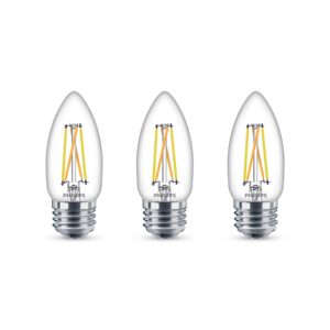 philips led clear non-dimmable b11 light bulb - pack of 3 - eyecomfort flicker free - 3.3w = 40w, 300 lumen - soft white (2700k) - e26 base - indoor