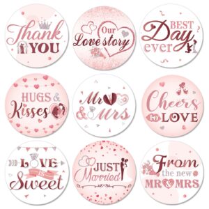 crtiin 504 pieces round wedding stickers pink wedding candy stickers labels wedding chocolate drop kisses sticker bulk for envelope gift wrapping mini decor bridal shower party supplies