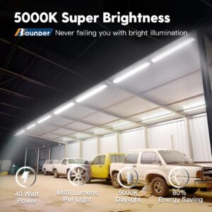 BBOUNDER 12 Pack Linkable LED Shop Light with Reflector, Super Bright 5000K Daylight, 4400 LM, 4 FT, 48 Inch Integrated Fixture for Garage, 40W Equivalent 250W, Surface & Suspension Mount, White