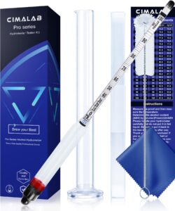 cimalab hydrometer alcohol meter kit, hydrometer alcohol 0-200 proof & tralle with hydrometer test jar, alcohol proof tester hydrometer, alcohol tester for liquor/moonshine/spirits/proofing/distilled