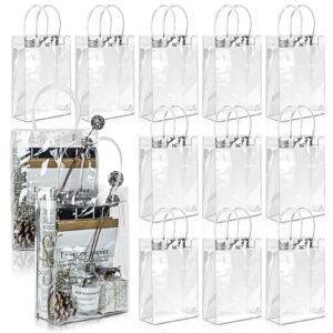 badenbach 20 pcs clear gift bags with handles,6.3" x 9.8" x 3.1",small gift bags clear goodie bags plastic gift bags with handles for wedding birthday baby shower party favors halloween christmas