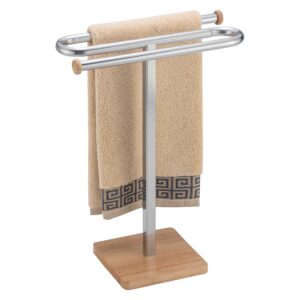 zcdcp hand towel holder stand, s-shape countertop towel stand with wood base freestanding towel rack for bathroom