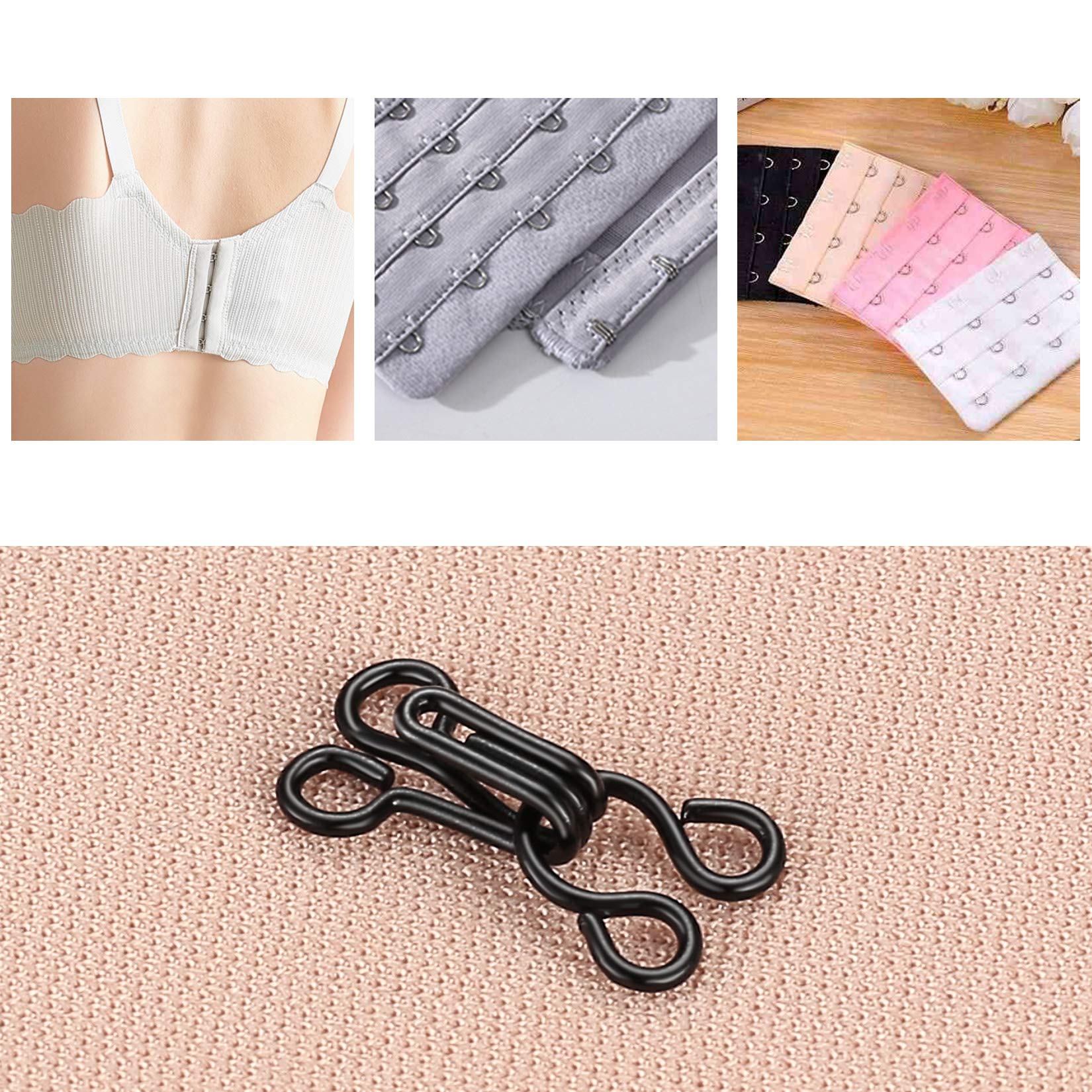 100 Pcs Sewing Hooks and Eyes Closure Set, 3 Styles Skirt Hook and Eye Closures Sewing Snaps Kit, Metal Snaps Buttons Fasteners Press Studs Set for Skirt, Bra, Trousers, Dress, Sewing, DIY Crafting