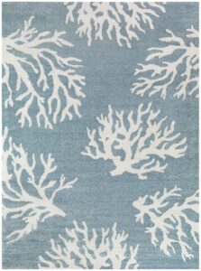 balta rugs caistor coastal coral print area rug, light blue, 7' 10" x 10'