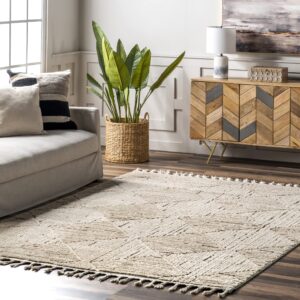 nuloom kerry geometric 5x8 area rug for living room bedroom dining room kitchen, beige