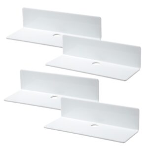 4 pcs acrylic floating shelves, small shelf for wall no nails self adhesive shelves bedroom display floating shelves for photo, alarm clock, plant - white shelves