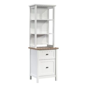 sauder cottage road engineered wood storage tower in white finish