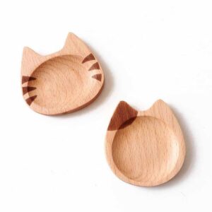 wood cat coffee spoon rests - 2 cute cat kitten wooden coffee spoon rest teaspoon holder coffee station decor coffee bar coffee stirrers holder for home kitchen accessories, cat lover gifts