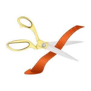 ribbon cutting scissors gold scissors stainless steel 10.5" big scissors for ribbon cutting ceremony heavy duty fabric tailor scissors for cardboard cutting sewing