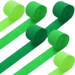 brzikwt crepe paper streamers 6 rolls beautiful green streamers-party streamers rolls in 3 colour for wedding birthday other decorations 4.5cmx25m (1.8 inch x 82 ft/roll)