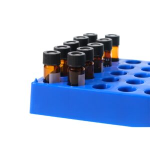 ALWSCI Vial Rack for 4 ml Autosampler Vial Rack Holder, 50-Well, Hole Diameter: 15mm, Hole Depth: 22 mm, Stackable Vial Racks, Lab Vials Racks