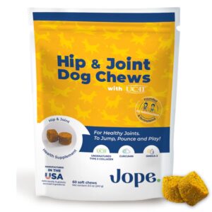 jope hip and joint dog chews with uc-ii® collagen - more effective than glucosamine - veterinarian-developed - recommended for small, medium and large dogs - cold-pressed & third-party tested