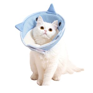 oceskyha cat cone collar soft to stop licking, cat recovery e collar for small large cats,collar for small dogs teddy dog, cat neck cone alternative for cats kittens(blue dink)