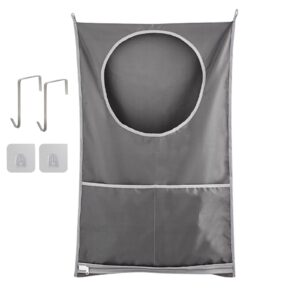 hanging laundry hamper bag - durable space saving kids travel laundry bag with 2 hook types with zipper and wide open top machine washable