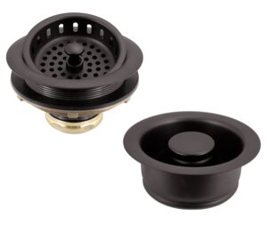 westbrass a2165-12 4-1/4" od post style large kitchen basket strainer with waste disposal flange and stopper drain set, 1-pack, oil rubbed bronze