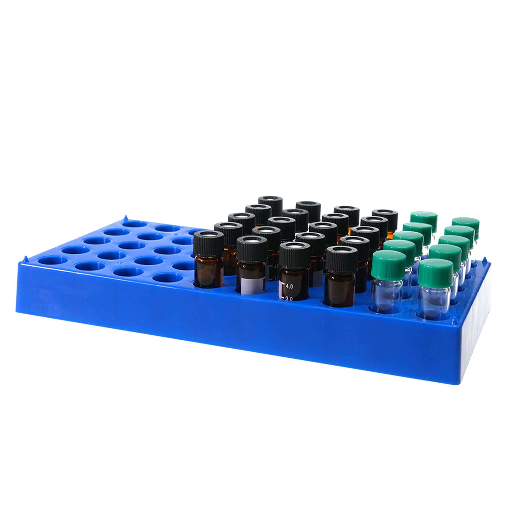 ALWSCI Vial Rack for 4 ml Autosampler Vial Rack Holder, 50-Well, Hole Diameter: 15mm, Hole Depth: 22 mm, Stackable Vial Racks, Lab Vials Racks