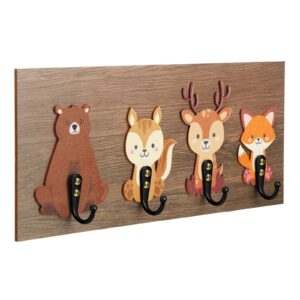 pinkunn safari animal wall hooks animal nursery hooks decor jungle wooden kids coat wall mounted hooks decorative bear squirrel elk fox hanger for nursery kids room bathroom bedroom home decor