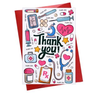 flyab thank you card for nurse doctor 4"x6" medical healthcare workers thank you card with envelope for emts essential medical staff