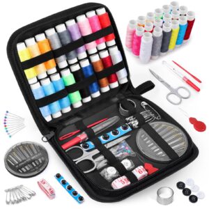 coquimbo sewing kit stocking stuffers gifts for women men adults kids teens mom grandma beginner kids traveler, portable sewing supplies accessories contains thread, needle, scissors (black, m)