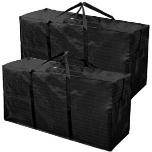 elsjoy 2 pack 250l extra large moving bags with zippers & handles, 45 x 16 x 22 inch black xxl storage bags heavy duty over-sized storage totes for traveling, moving, camping