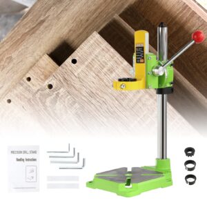 powlab upgrade floor drill press stand table with rotary tool, 90° rotating fixed frame, clamp for hand drill benchtop drilling collet,table drill press kit tool holder for benchtop repair