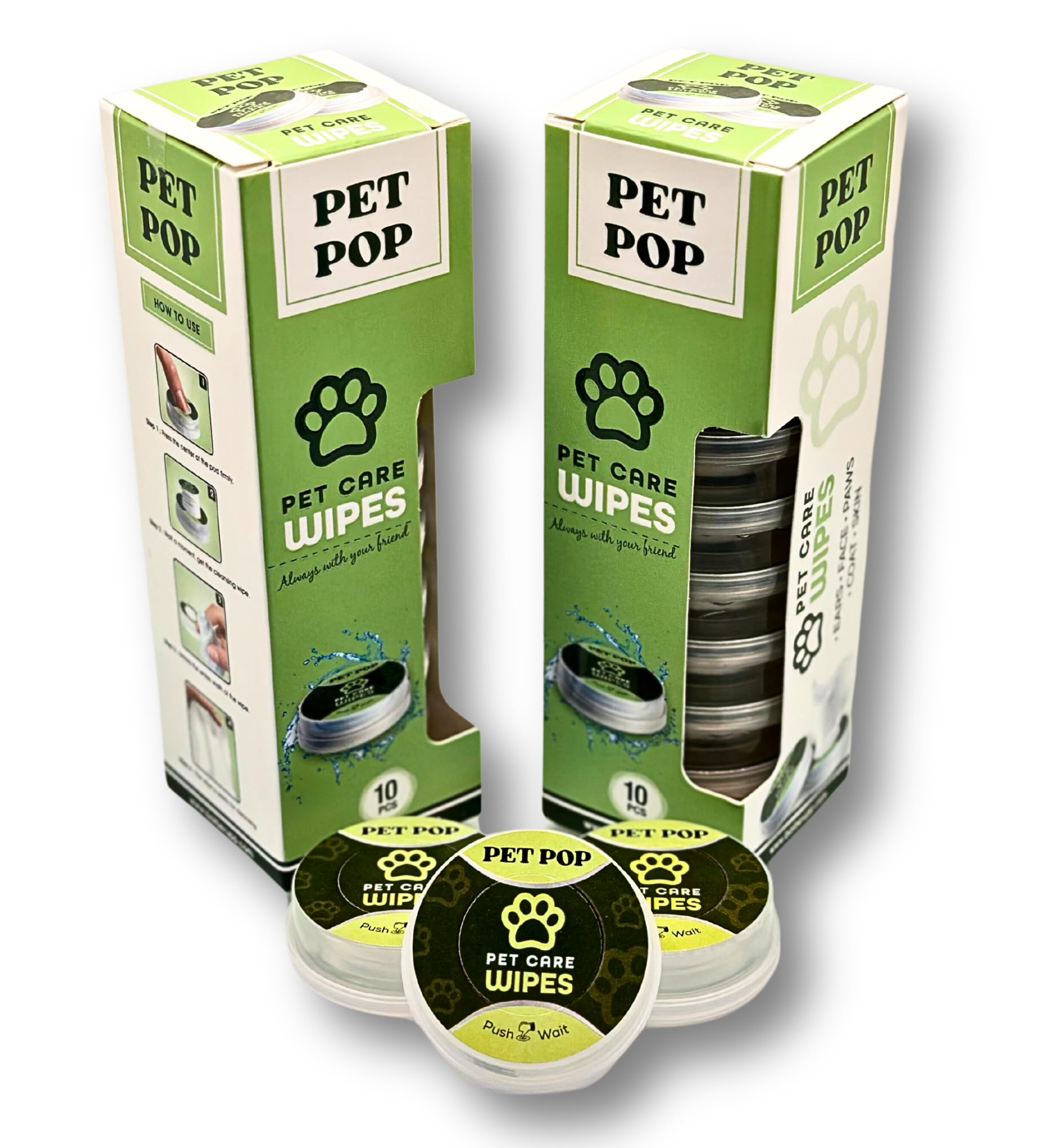 BARBERUPP Pet Wipes for Dogs - Travel-Friendly Dog Paw Wipes - Dog Wipes Cleaning Deodorizing - Puppy Wipe Set - Scented Doggie Grooming Non-Wet Wipes - 2 x 10 Individually-Sealed Pods