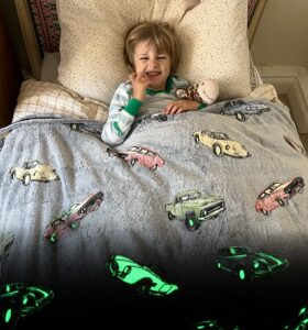 kids glow in the dark blanket - kids fleece blankets for girls & boys - soft plush kids throw blanket 50"x60" - cars