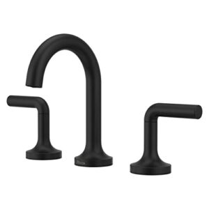 pfister zeelan bathroom sink faucet, 8-inch widespread, 2-handle, 3-hole, matte black finish, lf049zlb