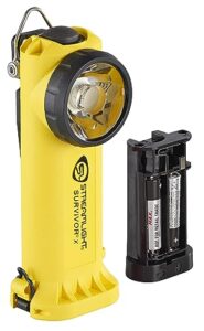 streamlight 90960 survivor x 250-lumen right-angle firefighter's flashlight with three (3) "aa alkaline batteries, yellow