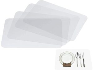 thstheaven clear place mats,translucent plastic placemats set for dining table, keeps table or desktop cloth cleaner, washable, heat resistant, non-slip (4)