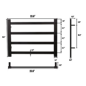 Topdattion Electric Towel Warmer | Super Thin | with Timer & Temperature Multi-Level Adjustments | Hardwired & Plug-in | 4 Bar Matte Black Finish