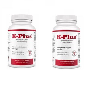 k-plus potassium citrate plus cranberry supplement for dogs - uti remedy chewable tablets - supports bladder health - for every dog breed, 200 chewable tablets