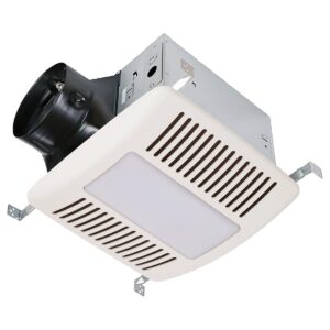 haier bathroom exhaust fan with 4000k led lights, 140 cfm, 10w bathroom vent fan with 3 speed exhaust control, 0.4 sones quiet bathroom fan for home, hvi listed, white