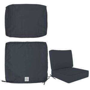 2pcs outdoor seat and back cushion replacement covers set fit for patio furniture sofa chair loveseat sectional couch,durable fadeless, 25wx26dx6h,25wx18dx6h,dark grey-include cover only