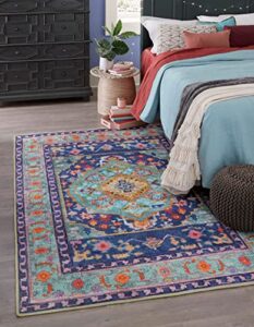 rugs.com timeless collection rug – 6' x 9' blue flatweave rug perfect for bedrooms, dining rooms, living rooms