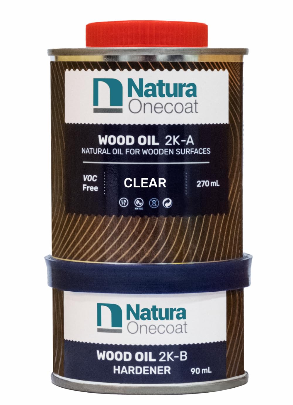 Natura Onecoat 2 Component Wood Stain Oil, 360 mL (12.17 fl oz), Clear, Easy to Apply, Very Low Odor, Linseed Oil, Interior Furniture & Flooring, Dries Fast, VOC/Solvent Free, Durable Hardwax Oil