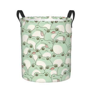 fehuew kawaii frog seamless cute collapsible laundry basket with handle waterproof hamper storage organizer large bins for dirty clothes,toys