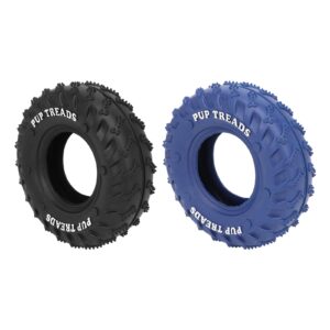 2pcs for puppies teething, unbreakable rubber tire dog toy pet chew toy for medium large dogs, indestructible dog toys for fun, training, dental care, clean teeth