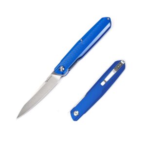 real steel g5 metamorph mk.ii folding pocket knife - sandvik 14c28n blade, aluminum handle - camping, edc knife for men and women (intense blue)