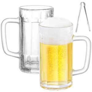 wwyybfk beer mug set, freezer glasses beer mug with handle, 18oz skull beer glasses cups for men, bar, beverage, dishwasher freezer safe 510ml 2-pack