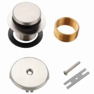 wellup tub drain tip toe bathtub drain conversion kit assembly, replacement bath drain trim kit with single hole overflow faceplate and fine/coarse thread, brushed nickel