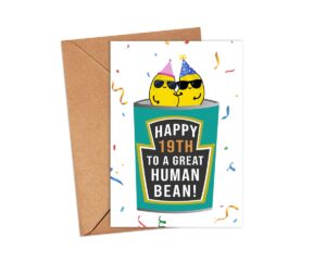 human bean 19th card - funny 19th birthday human bean card - baked bean card - 19 years old - vegan cards - birthday card gift for your best-friend-family-lover-partner-husband-wife