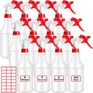 gerrii 12 pcs plastic spray bottles with adjustable nozzle and label for cleaning solutions 24 oz no leak hdpe spraying bottles empty water squirt bottle household industrial mist plant sprayer