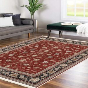 alfa rich ultra-thin (0.25 in) 5x8 red blue washable non-slip area rugs for living room bedroom rug