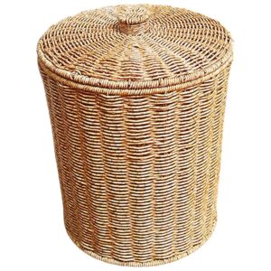 cabilock 28 * 33.5 woven trash can: rattan wastebasket with lid bedroom trash can office garbage cans wicker basket clothes hamper decorative countertop basket straw