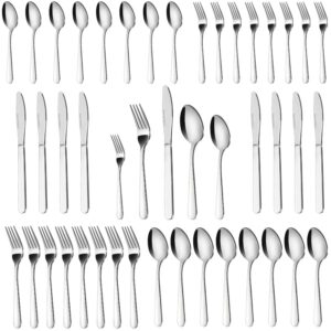 bestdin silverware set for 8, 40-piece spoons and forks set, food-grade cutlery set, stainless steel forks and spoons silverware set, flatware sets includes knife/fork/spoon, dishwasher safe.