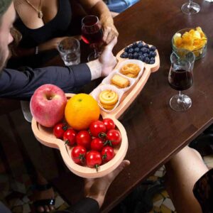 funny aperitif board,solid wood charcuterie platter and cheese board,novelty kitchen cutlery wine fruit meat cheese platter,ideal bachelor party housewarming bachelor party and gag gift(15.8" left)