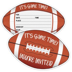 erhachaijia 15 pcs american football shaped fill-in invitations cards with envelopes, funny birthday sports party baby shower football party invites for boys girls adults football lover-it's game time