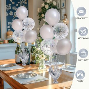 2 Set Silver Christmas Balloon Centerpieces for Tables Silver Balloons Stand Kit for Birthday Party Baby Shower Wedding Bridal Shower Retirement Engagement Prom Table Decorations